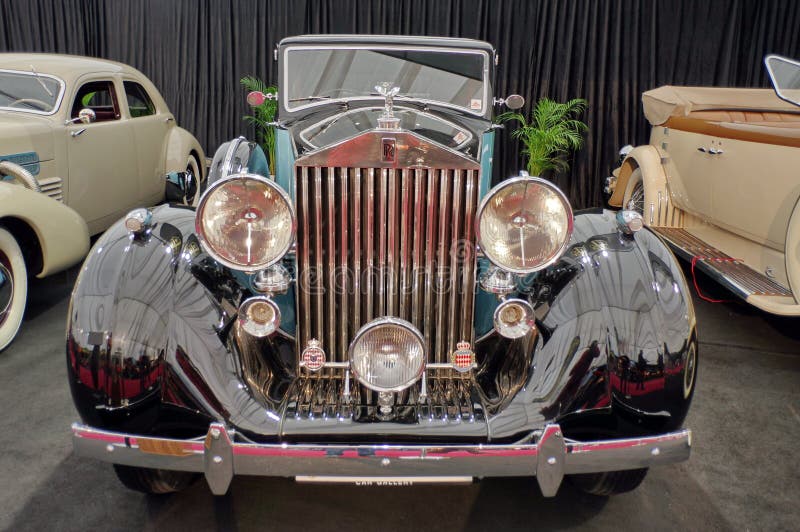 Vintage Luxury Car: Rolls Royce at the Exhibition (front View ...
