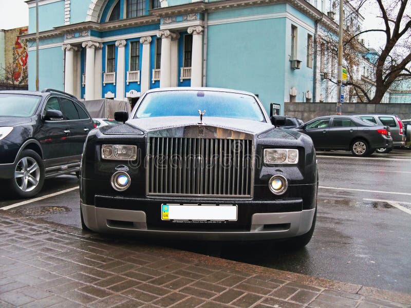 Kiev, Ukraine, 11 March; Rolls-Royce Phantom in the Rain Drops. it`s ...