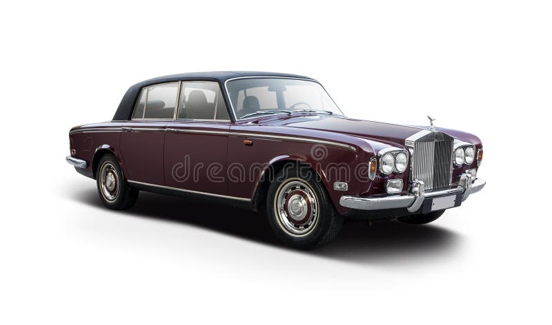 Classic British Luxury Car Side View Isolated White Background Stock ...