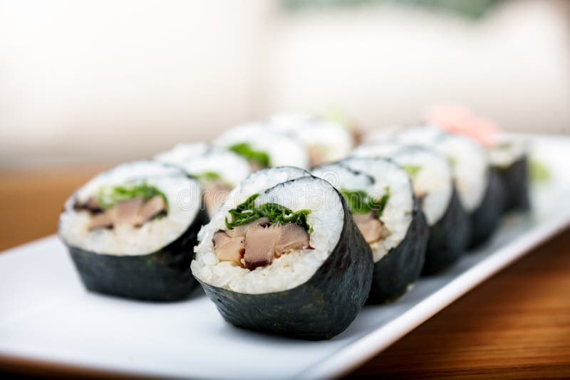 Rolls with Shiitake Mushrooms Stock Photo - Image of healthy, ginger ...