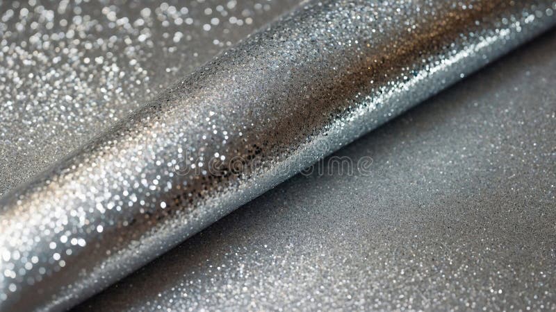 Rolls of Silver Glitter Paper with Scattered Sparkles on Metallic ...
