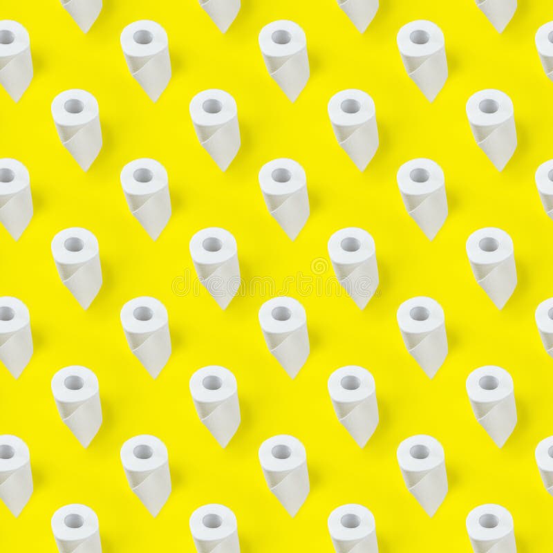 Rolls of Soft Toilet Paper on Yellow. Seamless Pattern Stock Image ...