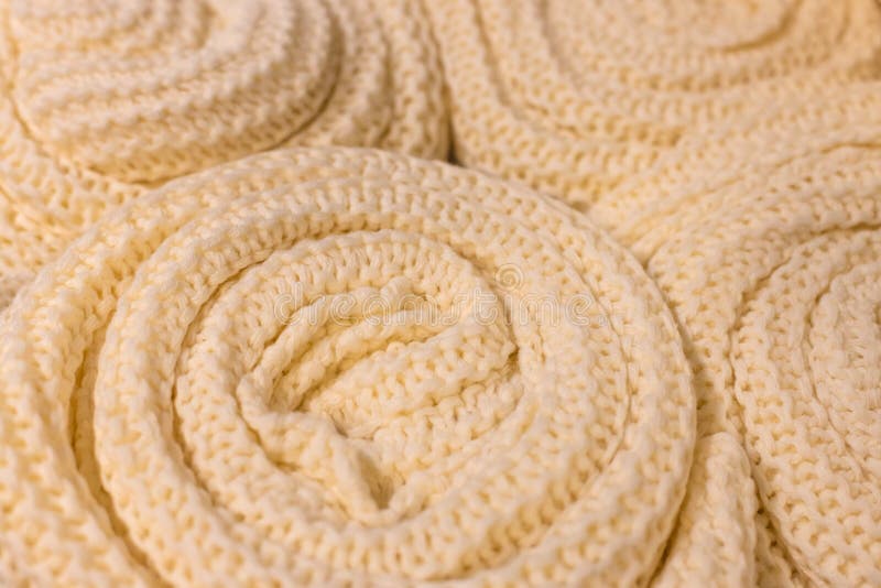 Rolls of Soft Yellow Fluffy Blankets, Texture Effect. Stock Image ...