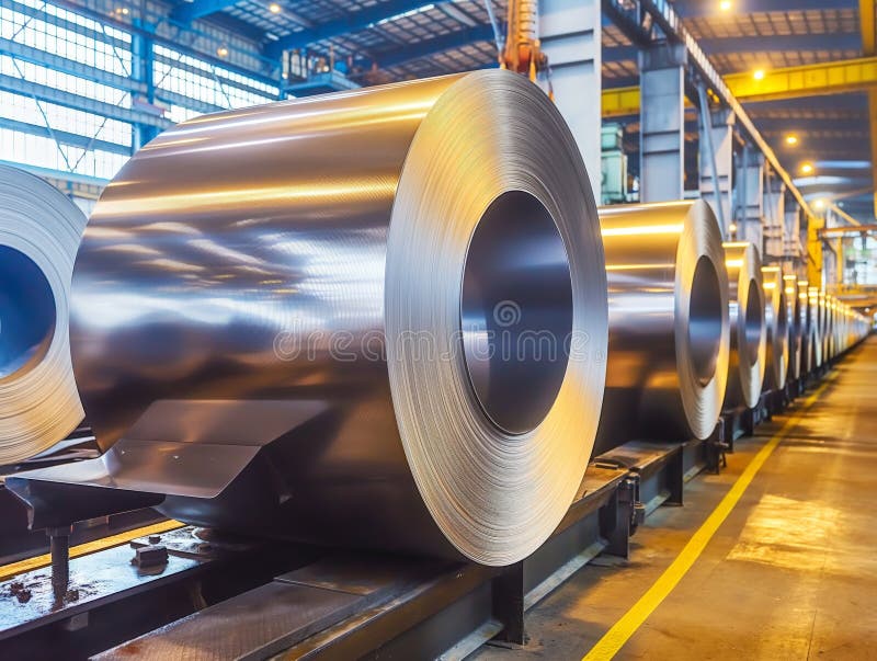 Rolls of Steel in an Industrial Factory Stock Photo - Image of workshop ...