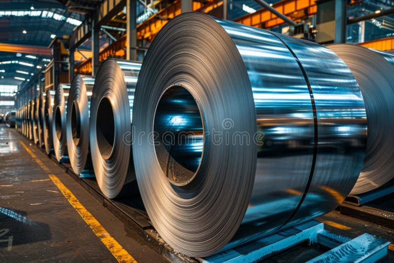 Rolls of Steel Sheet in the Factory Warehouse Stock Image - Image of ...