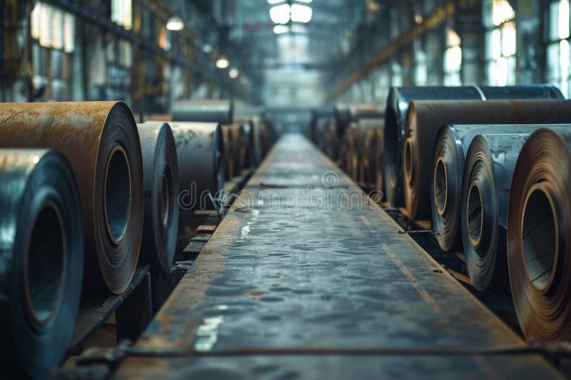 Rolls of Steel Sheet in the Factory Warehouse Stock Image - Image of ...