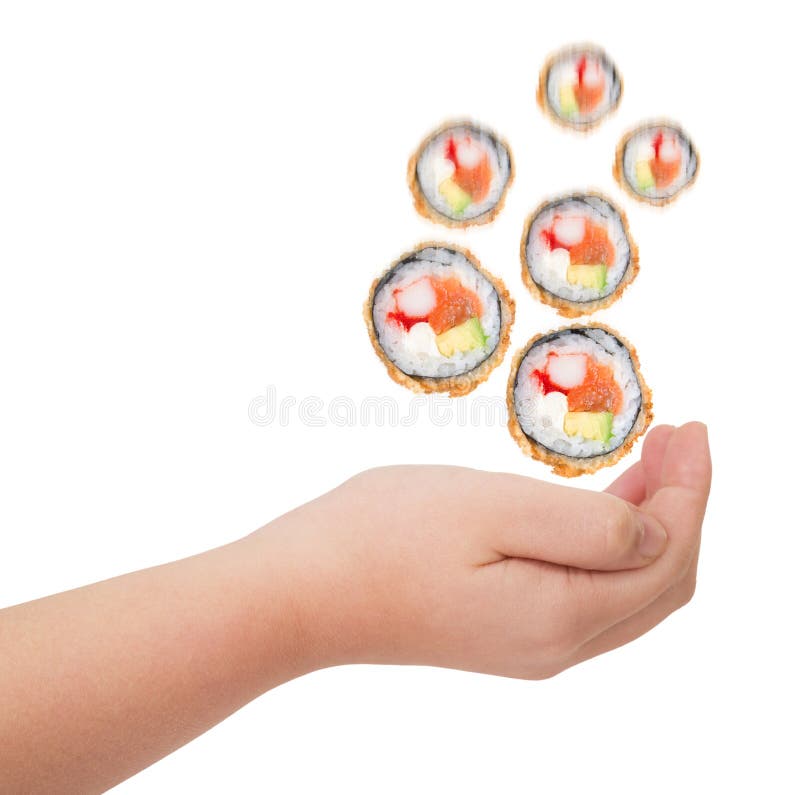 Rolls Sushi Falling Hand Stock Photos - Free & Royalty-Free Stock ...
