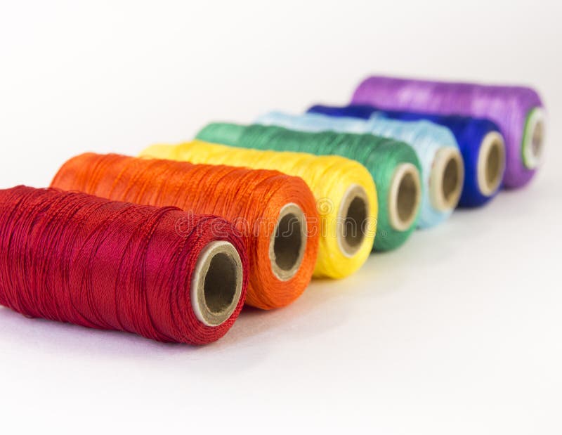 Rolls of Thread with Rainbow Colors. Stock Image - Image of pieces ...