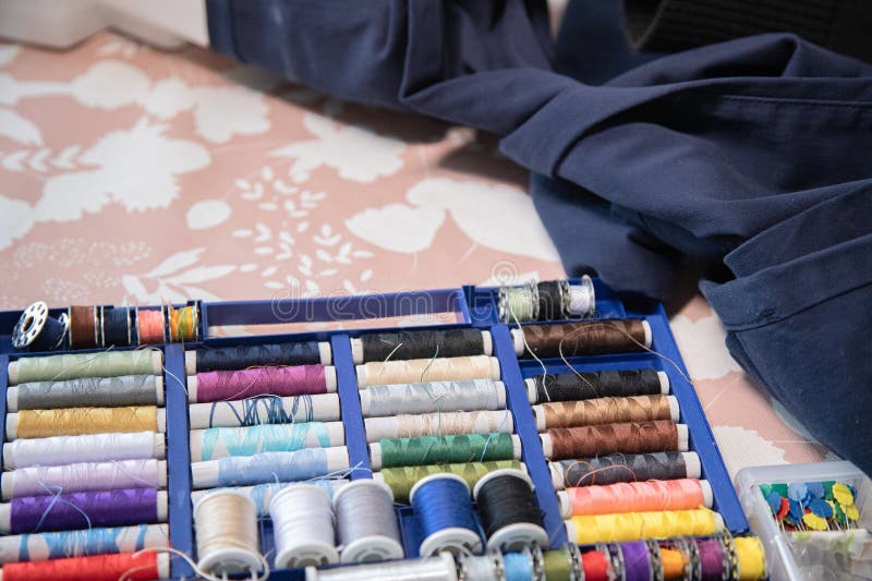 Rolls Thread Spools Different Colors Sewing Work Stock Photos - Free ...