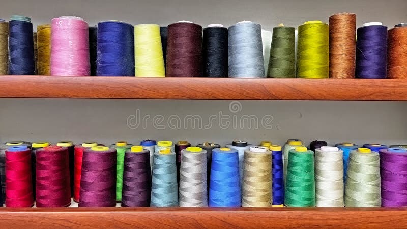 Rolls of Thread of Various Colors on a Tailor S Shelf Stock Photo ...