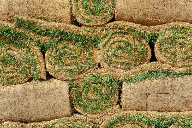 Rolls of Turf Stacked on Top of Each Other. Stock Image - Image of dirt ...
