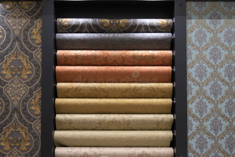 Rolls of Vinyl Wallpaper for Finishing Walls. Different Textures ...