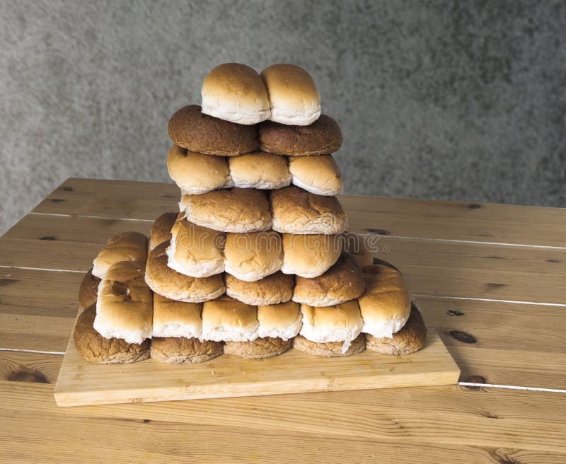 Rolls in White and Brown from a Bakery on a Stack with Transparent ...