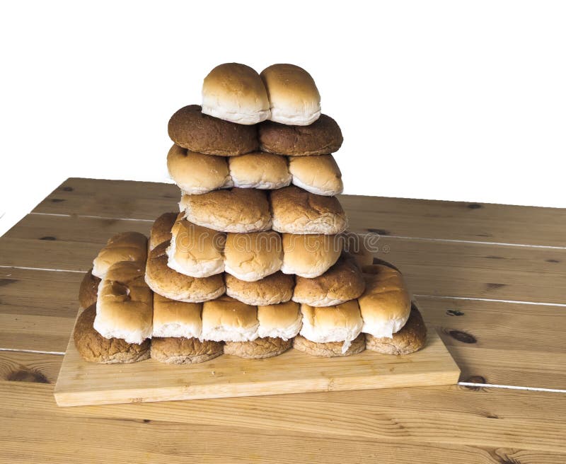 Rolls in White and Brown from a Bakery on a Stack with Transparent ...