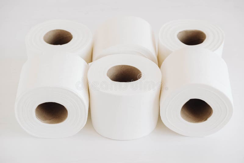 Rolls of White Toilet Paper on a White Background Stock Image - Image ...