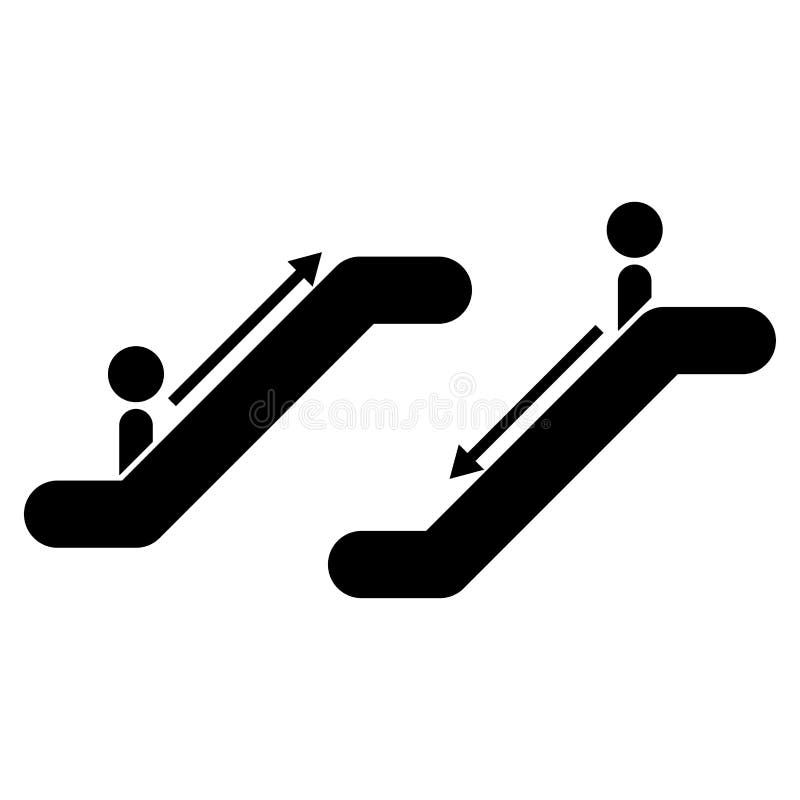Roltrap Zwart Eenvoudig Pictogram Vector Illustratie - Illustration of ...
