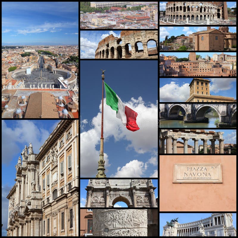 Rom-Collage stockbild. Bild von felder, postkarte, italien - 59814211