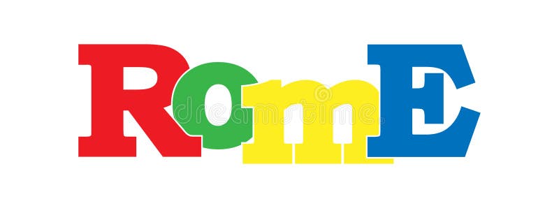 ROM. Banner with the Name of the Capital of Italy Stock Vector ...