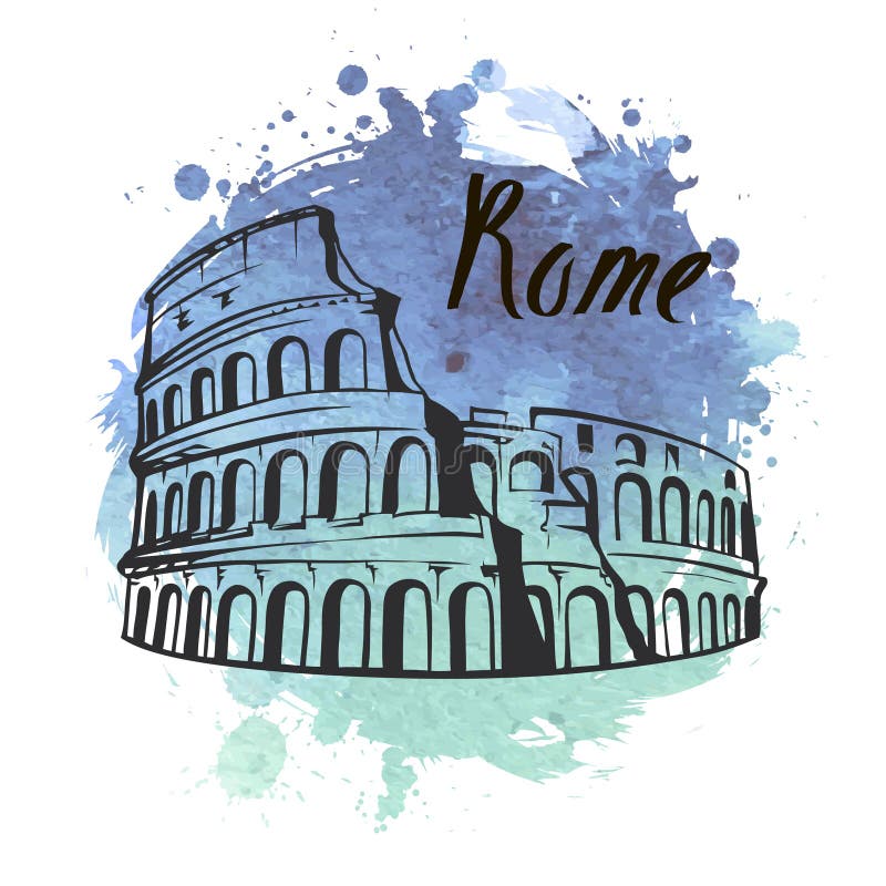 Bild Colosseum Rom vektor abbildung. Illustration von skizze - 141875655