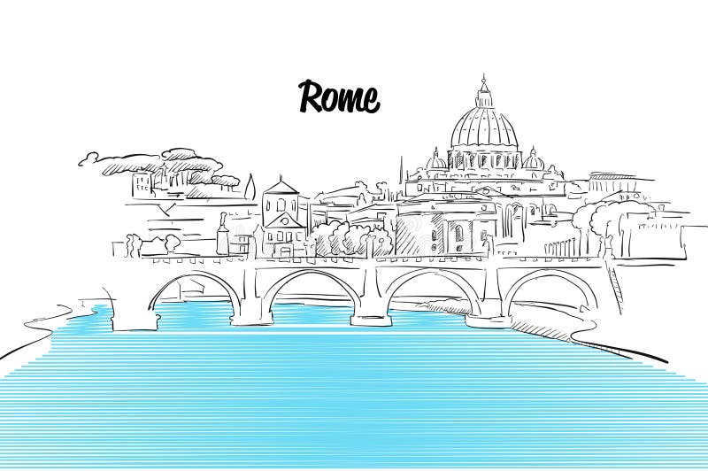 Rom-Skyline-Ferien-Entwurfs-Skizze Vektor Abbildung - Illustration von ...