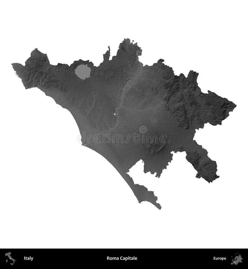 Roma Capitale, Italy, Isolated on White. Grayscale Stock Illustration ...