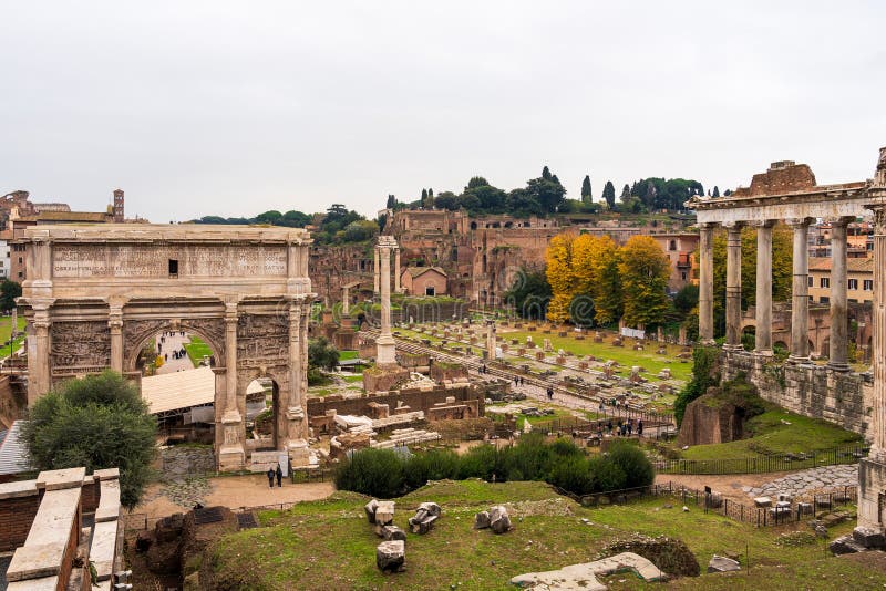 View of Ancient Roman Forum Ruins in Italy Editorial Photography ...