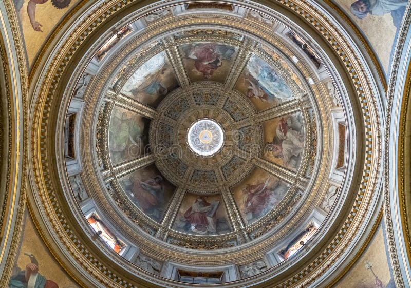 View Decorative Frescoes Dome Ceiling Historic Cathedral Rome Stock ...