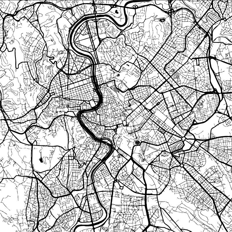 Mapa De La Ciudad Del Vector De Roma En Blanco Y Negro Ilustración del ...