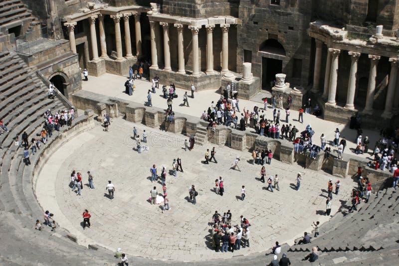 Roman Amphitheater, Bosra, Syria Stock Image - Image of building ...