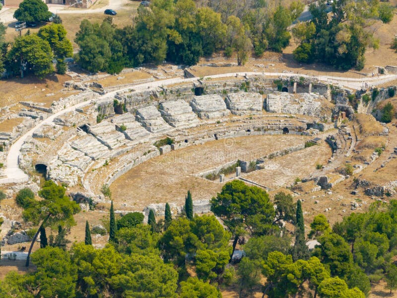 Roman Amphitheater of Syracuse Stock Photo - Image of amphitheatre ...