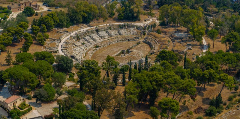 Roman Amphitheater of Syracuse Stock Image - Image of land, ancient ...