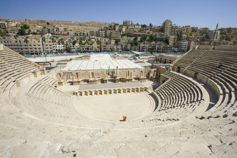 Roman Amphitheatre of Amman Jordan Stock Image - Image of popular ...