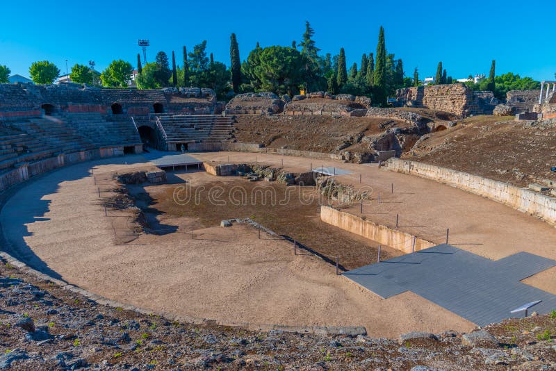 Roman Amphitheatre of M?rida in Spain. Editorial Image - Image of stone ...