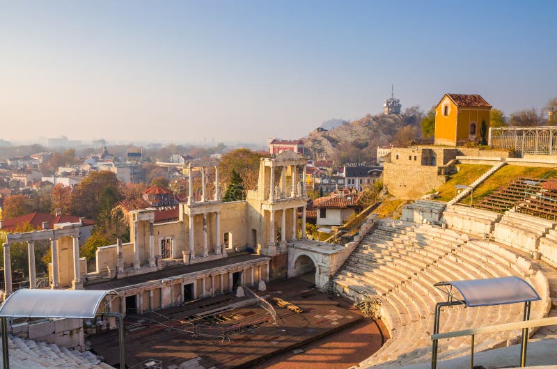 Roman Amphitheatre of Philippopolis at Sunset in Plovdiv, Bulgaria ...