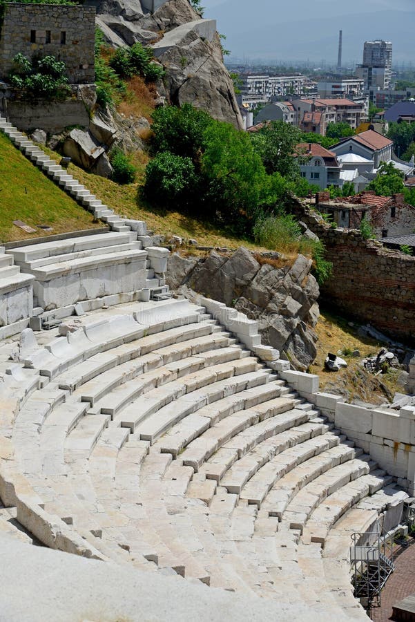 Roman Amphitheatre in Plovdiv Stock Photo - Image of bulgarian ...