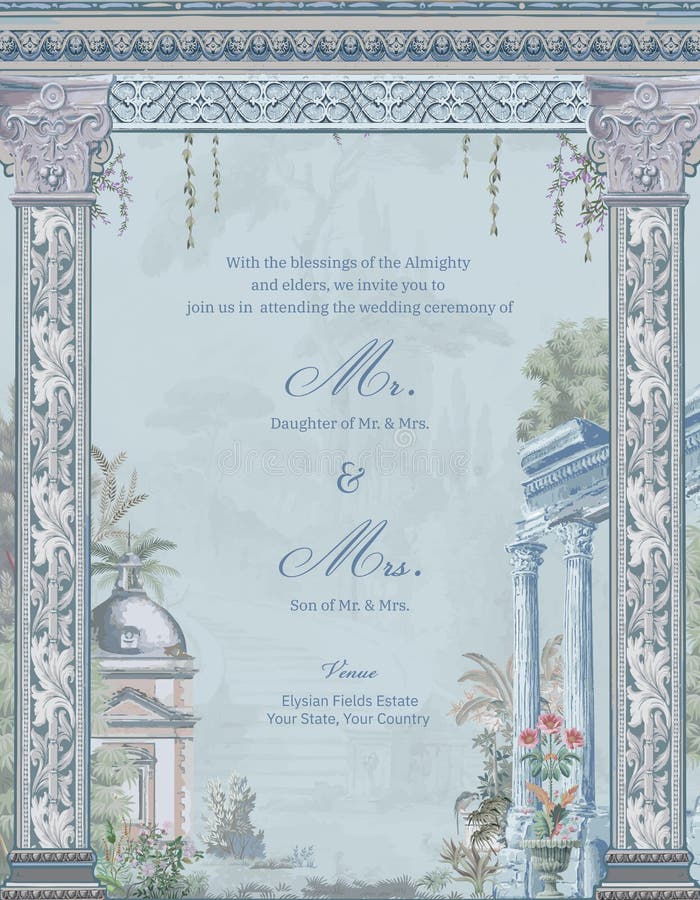 Wedding Invitation Card Design. Mughal Arch with Floral Invitation Card ...
