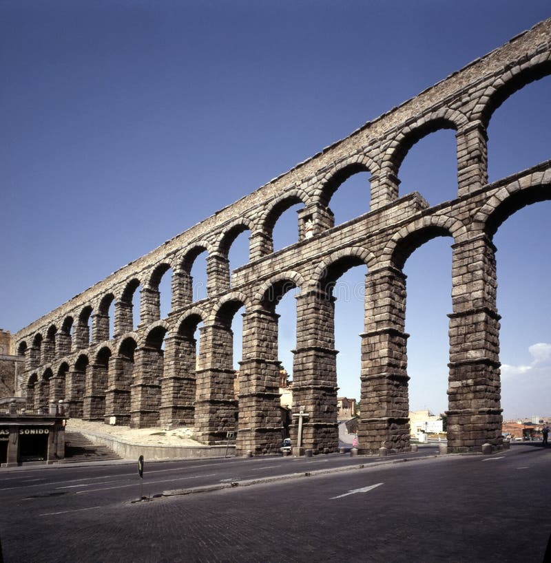 Roman aqueduct stock photo. Image of mortar, segovia, landmark - 1407530