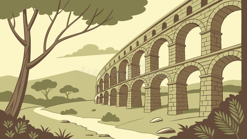 Roman Aqueduct, Ancient Architecture Landmark Vector Design Generative ...