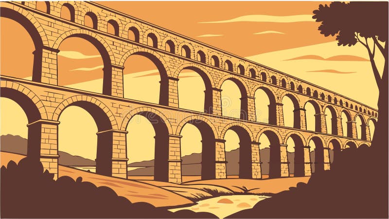 Roman Aqueduct, Ancient Engineering Marvel Vector Design Generative AI ...