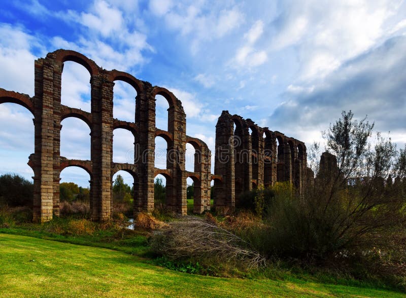 Roman Aqueduct of Merida in Day Time Stock Image - Image of rome ...