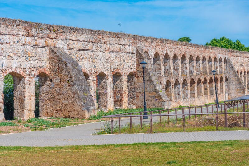 Roman Aqueduct in Spanish Town Merida. Editorial Stock Image - Image of ...