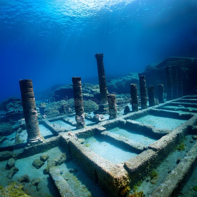Roman Archaeological Site Underwater, AI Generated Stock Illustration ...
