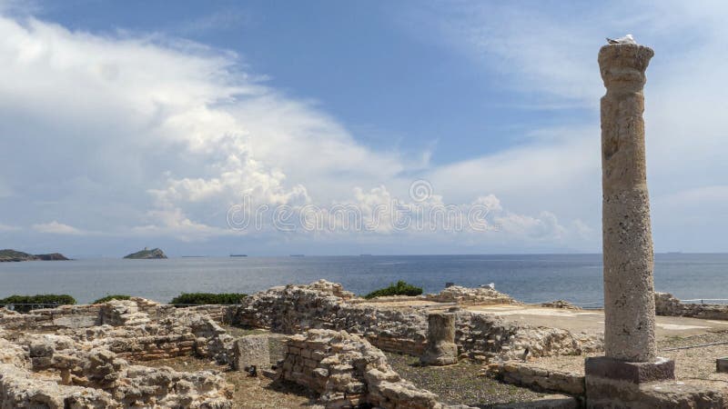 Roman Archaeology Nora stock image. Image of tower, cagliari - 331491527