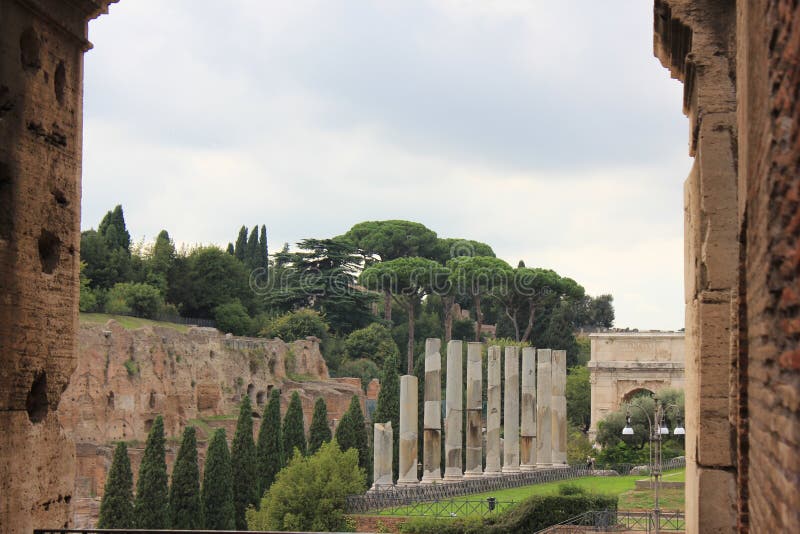 The Roman Bath Ruins and Titus Arch Stock Image - Image of large, titus ...