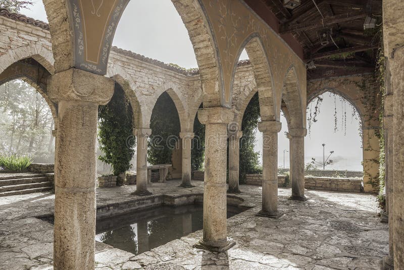 Roman bath in the yard. stock photo. Image of construction - 71622488