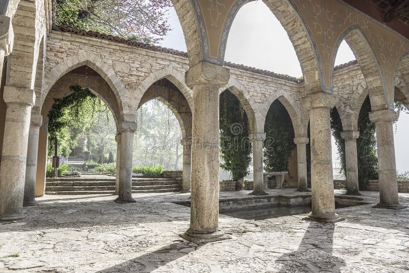 Roman bath in the yard. stock photo. Image of picturesque - 71622684