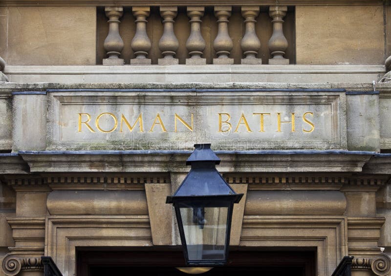 Roman baths sign in Bath stock image. Image of architecture - 8175725