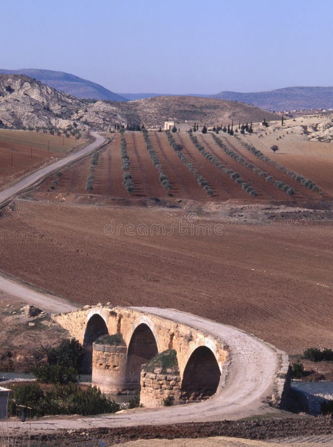 A Roman Bridge Crosses the Afrin River in Northern Stock Image - Image ...