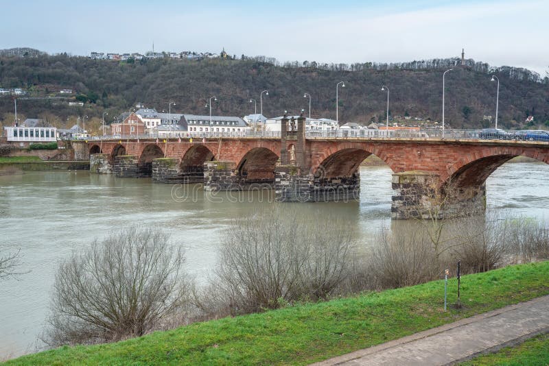 Roman Bridge and Moselle River - Trier, Germany Stock Image - Image of ...