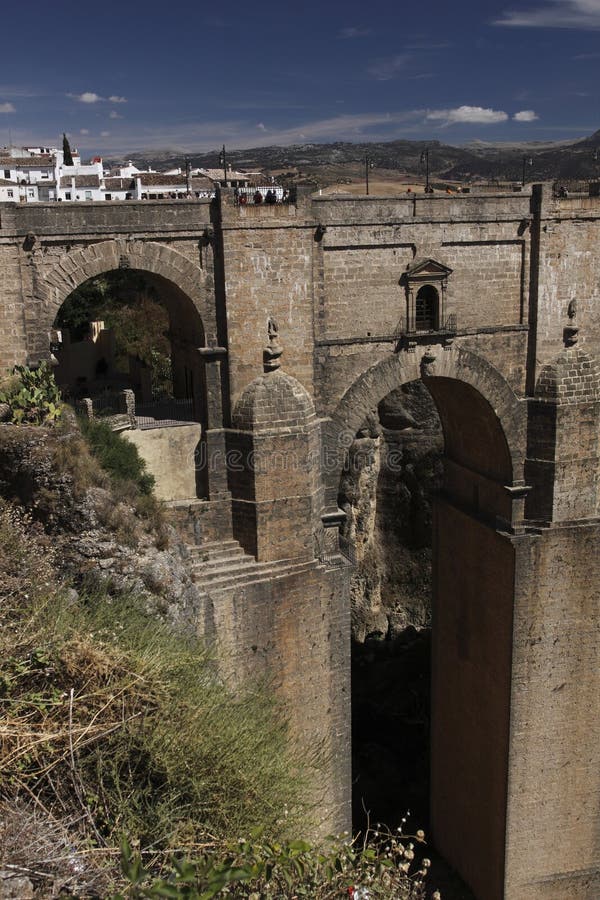 Roman Bridge Puente Nuevo in Ronda Stock Image - Image of canyon, city ...